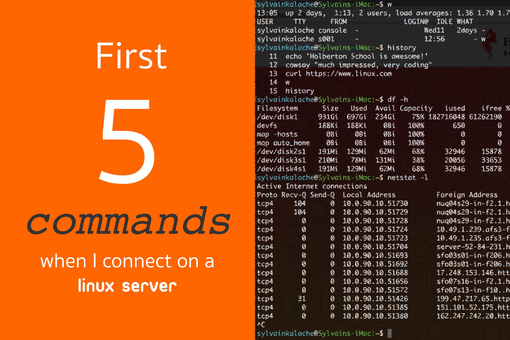 First 5 Commands When I Connect On A Linux Server Linux